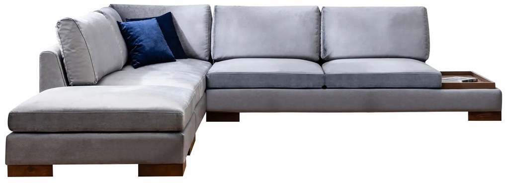 Atelier del Sofa Rohová sedací souprava Tulip Corner Left With Pouf - Dark Grey, Tmavá Šedá