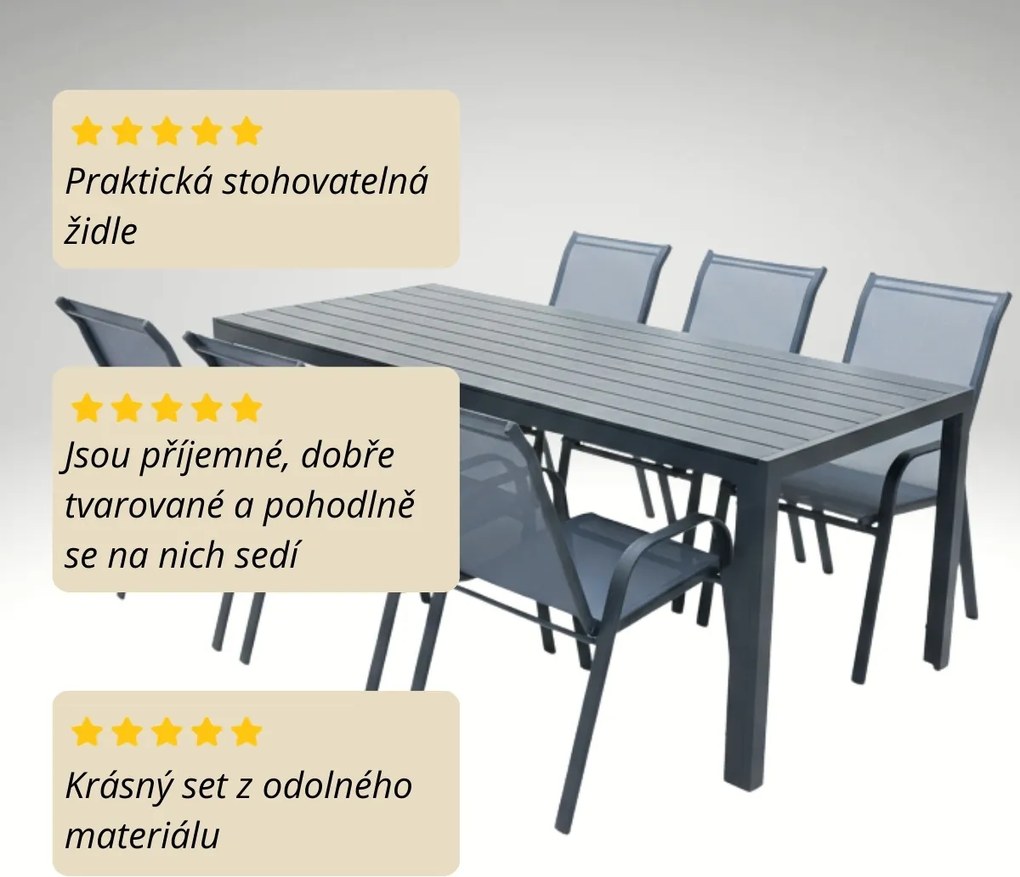 Vikio Zahradní set 205x90 pro 6 osob DK303S antracit/šedá