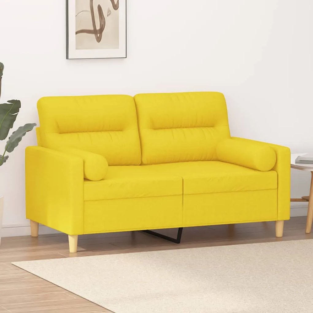 2místná pohovka s polštáři světle žlutá 120 cm textil 3200818