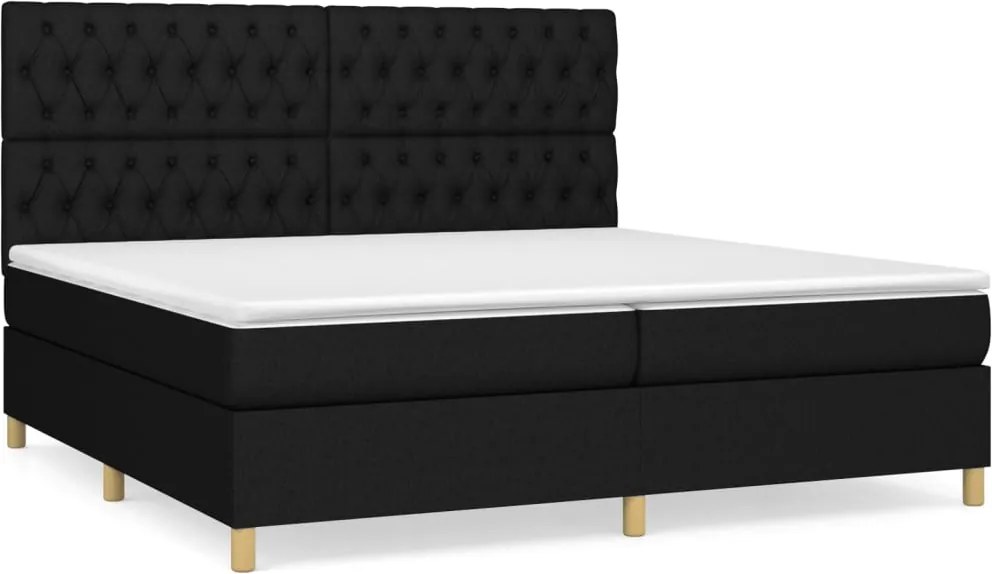 Box spring postel s matrací černá 200x200 cm textil 3142603