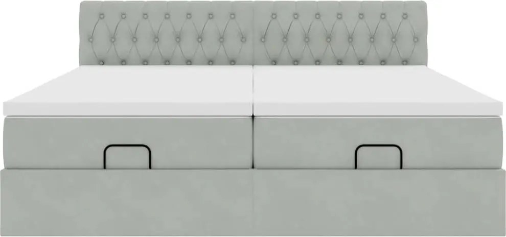 Osmanský rám postele s matracíes světle šedá 180x200cm samet 3312092