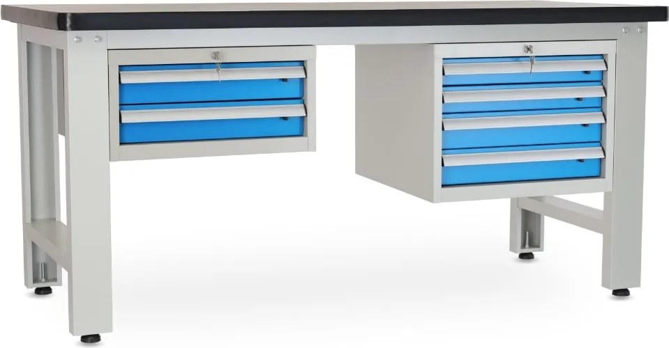 Dílenský stůl Solid MDF-24, 180 cm, 2 závěsné boxy, černá