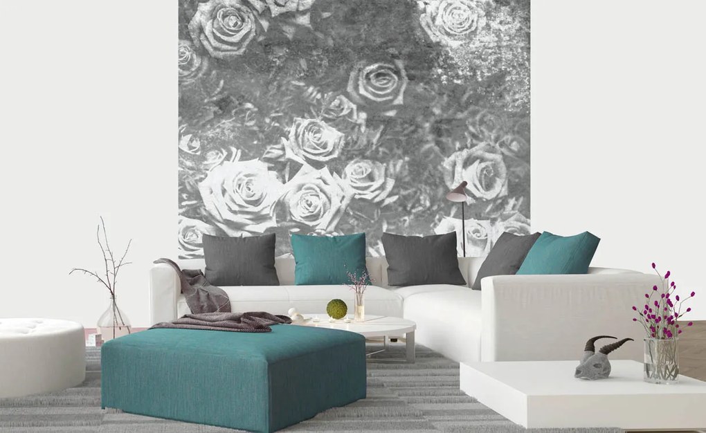 DIMEX | Vliesová fototapeta na zeď Abstrakt růže II. MS-3-0378 | 225 x 250 cm | šedá, bílá