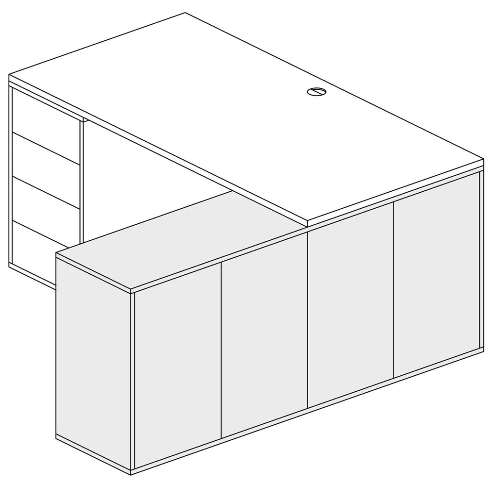 Skříňka nízká s dvířky BLOCK Wood