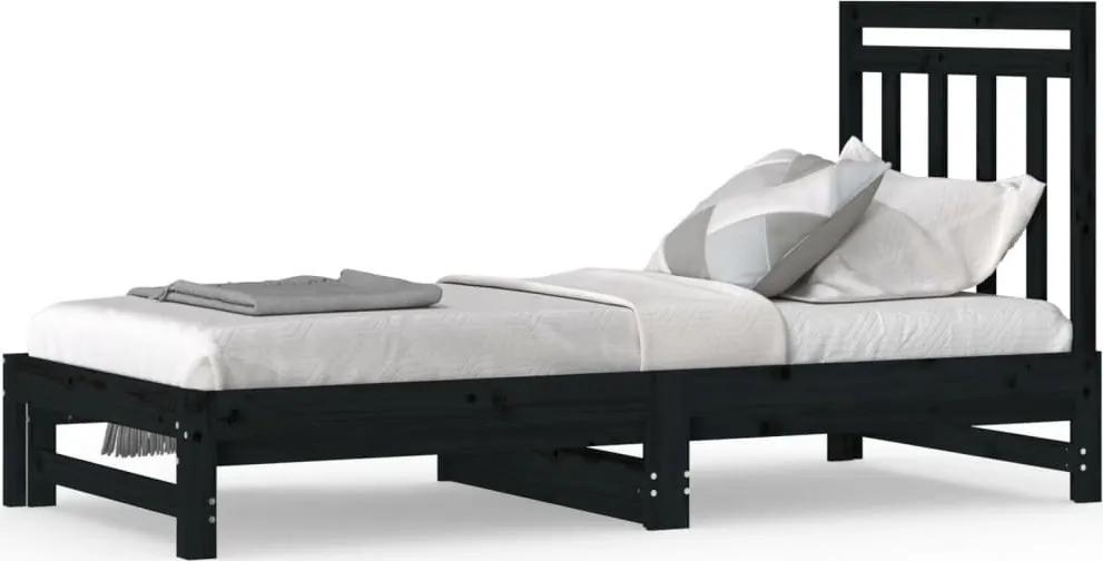 vidaXL Výsuvná postel 2x (90 x 190) cm masivní borovice [3108361] Barva: Černá