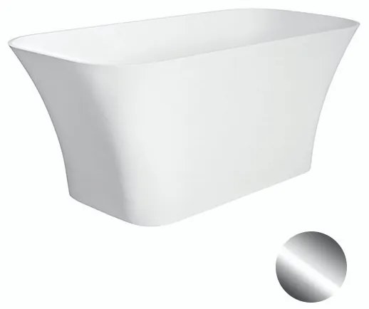 Besco Volně stojící vana z litého mramoru Assos 160x70 Barva: Bílá, Rozměry (cm): 160x70, Typ a barva výpustě: Click-Clack s horním čištěním, černá