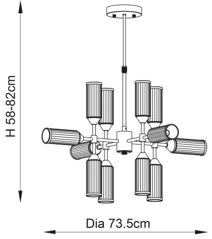 Endon 92214 - Lustr na tyči TOUR 12xG9/3W/230V mosaz