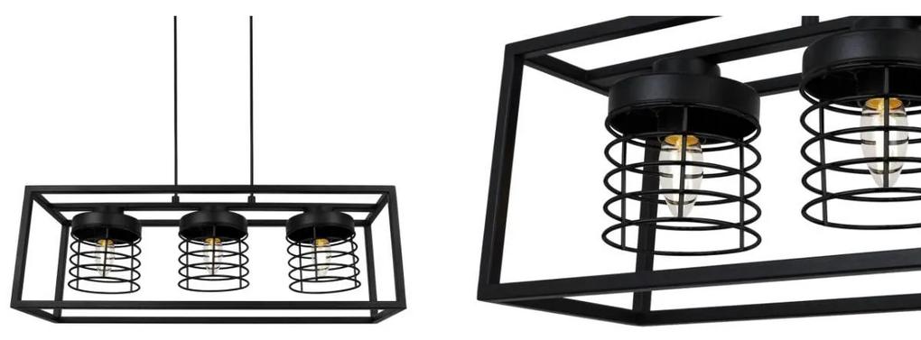 Závěsné svítidlo RASTI CAGE, 3x černé drátěné stínítko v kovovém rámu