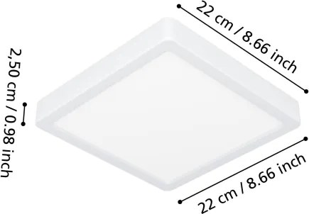 Eglo 901336 - LED Koup. stropní svítidlo FUEVA LED/10,5W/230V 22x22cm IP44 bílá