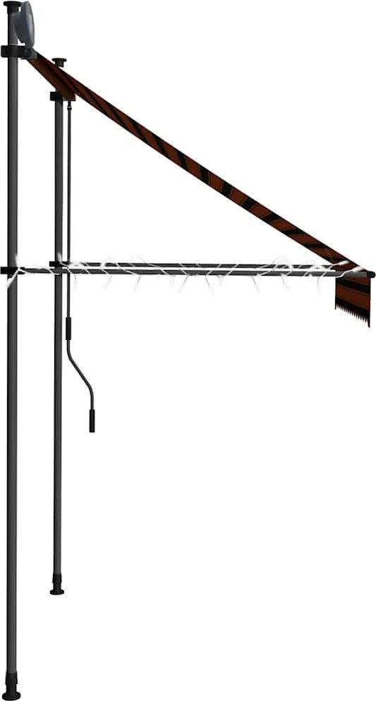 Ručně zatahovací markýza s LED světlem 150 cm oranžovo-hnědá 145877