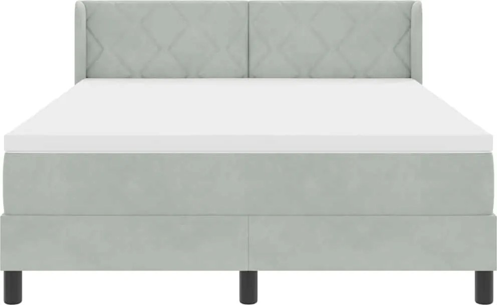 Postel s boxspringem s čelo Světle šedá 190 x 140 cm samet 3341516