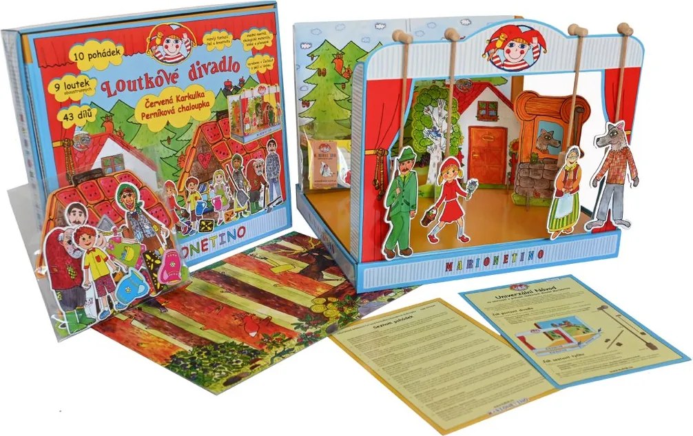 MARIONETINO – Loutkové divadlo: Červená Karkulka a Perníková chaloupka (9 loutek)