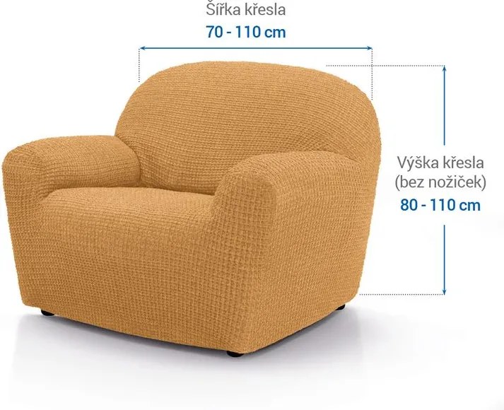 Super strečové potahy RUBINIA zlatá křeslo (š. 70 - 110 cm)