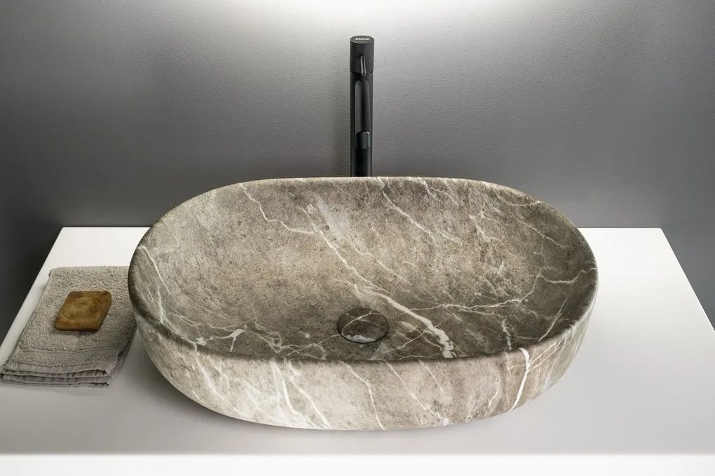 Sapho Sapho, CALEO keramické umyvadlo na desku 60x42cm, breccia marmor, CA590BM