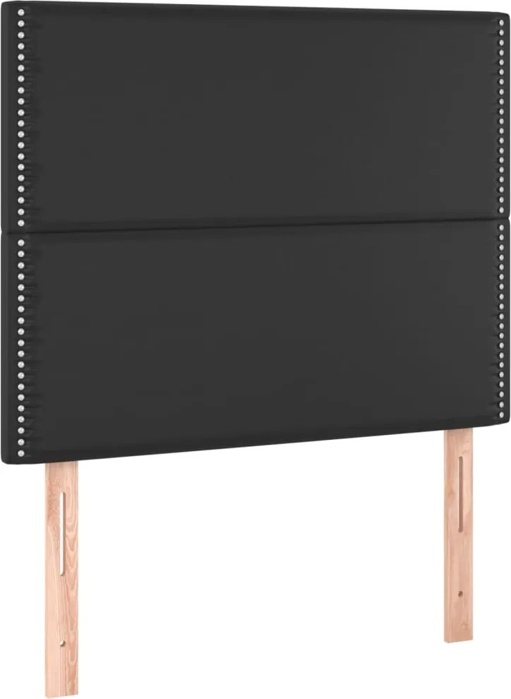 Box spring postel s matrací a LED černá 90x200 cm umělá kůže 3135861