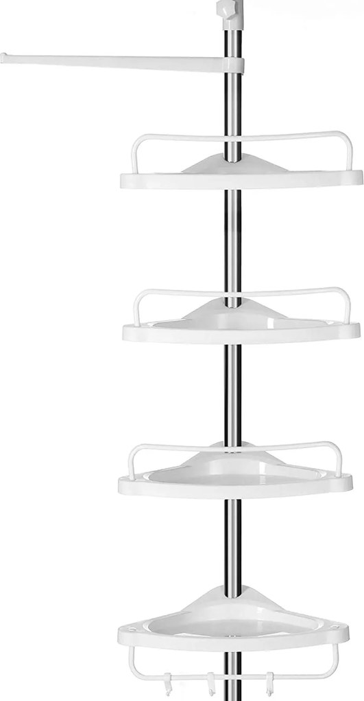 Nastavitelný koupelnový rohový regál, teleskopický sprchový regál, 95-300 cm