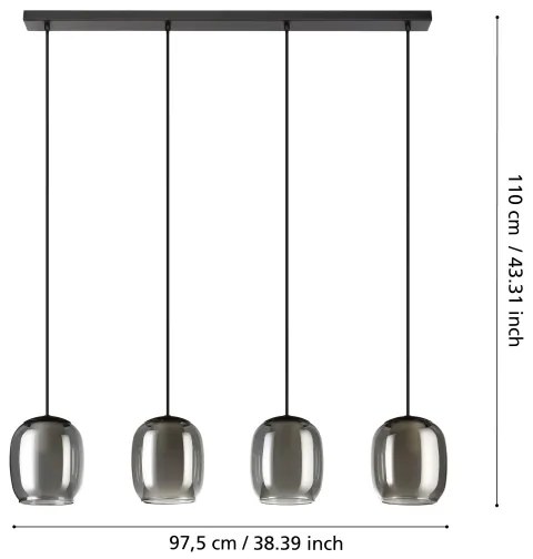 Eglo 901193 - Lustr na lanku CIAMPINO 4xE27/28W/230V šedá