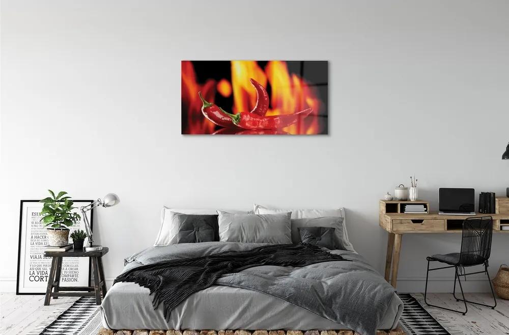 Obraz na skle pikantní papričky 120x60 cm