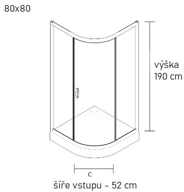 Aplomo Stylio One čtvrtkruhový sprchový kout Rozměr koutu: 80x80cm