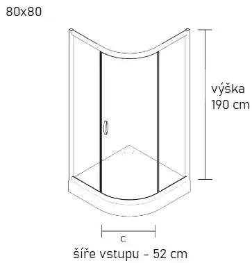 Aplomo Stylio One čtvrtkruhový sprchový kout Rozměr koutu: 80x80cm | BIANO