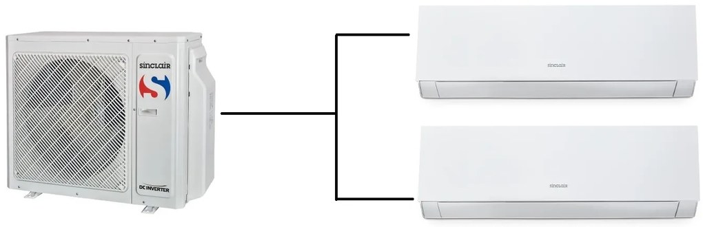 Klimatizace Sinclair Marvin white 1+2 ( 2,7kW + 3,5kW ) Multi-split R32