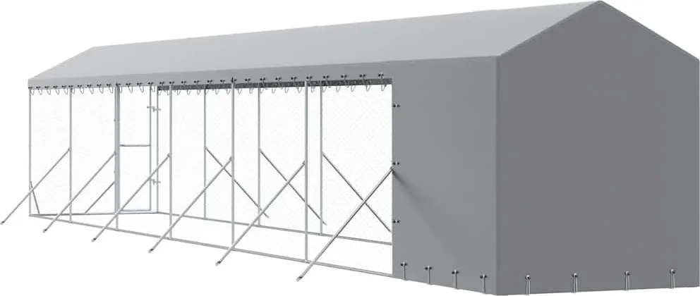 Venkovní psí kotec se střechou stříbrný 2 x 14 x 2,5 m ocel 3190493