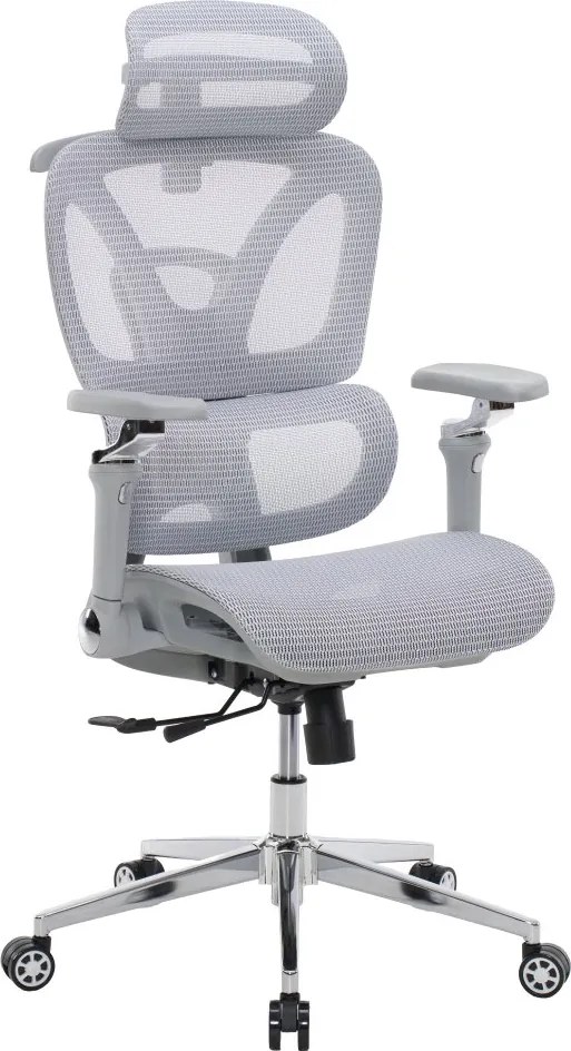 Kancelářská ergonomická židle PORTE — síťovina, šedá