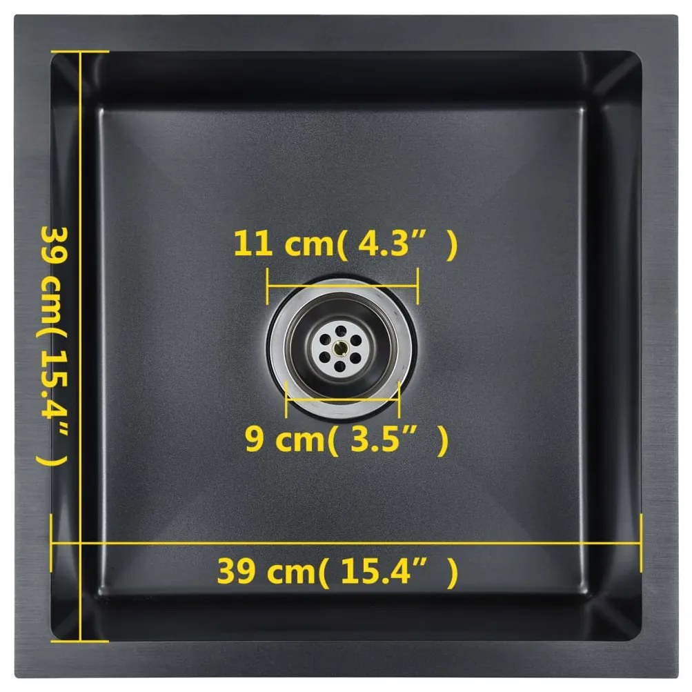vidaXL Marketos Ručně vyrobený kuchyňský dřez černý nerezová ocel