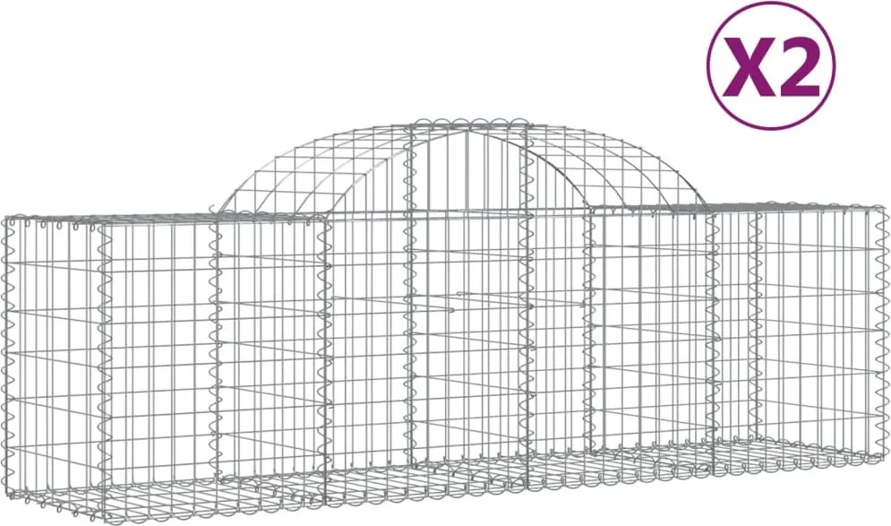 Klenuté gabionové koše 2 ks 200x50x60/80 cm pozinkované železo 3146278