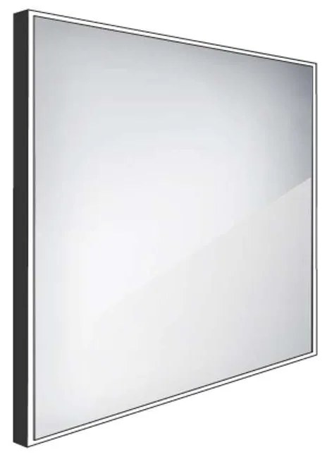 Nimco - Zrcadlo s LED osvětlením, 70x70 cm, hliník/černá ZPC 13077-90