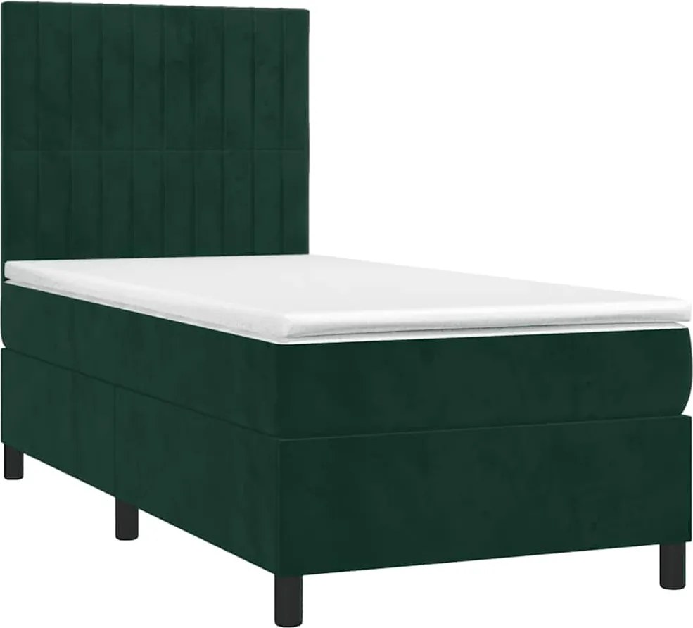 Box spring postel s matrací tmavě zelená 80 x 200 cm samet 3143112