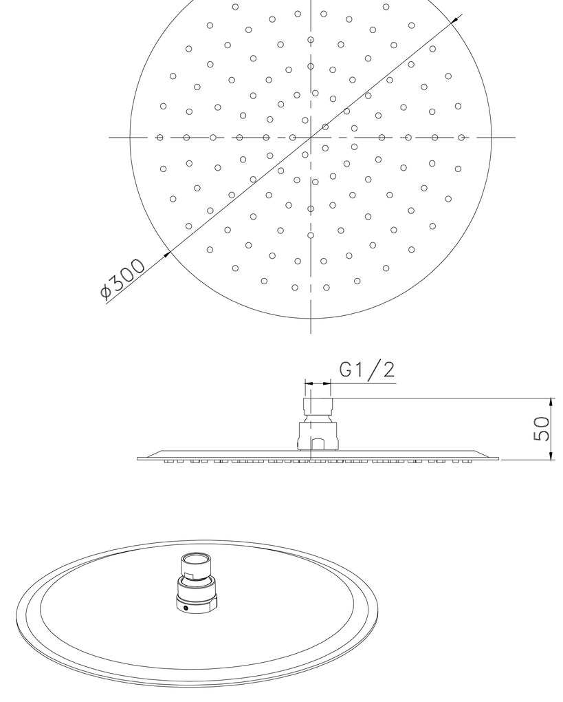 Sapho Sapho, SLIM Hlavová sprcha, průměr 300mm, zlatá matná, MS573GB