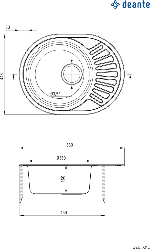 Deante Dřez Twist s odkapávačem nerez - ZEU 011C