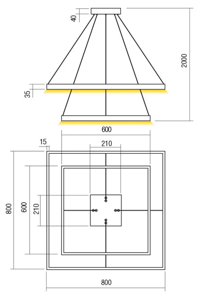 Redo 01-2920 závěsné LED svítidlo stmívatelné Febe matně zlaté, 100W, 4000K, 80cm