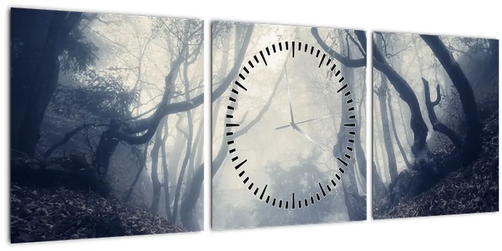 Obraz - Les v mlze (s hodinami) (90x30 cm)