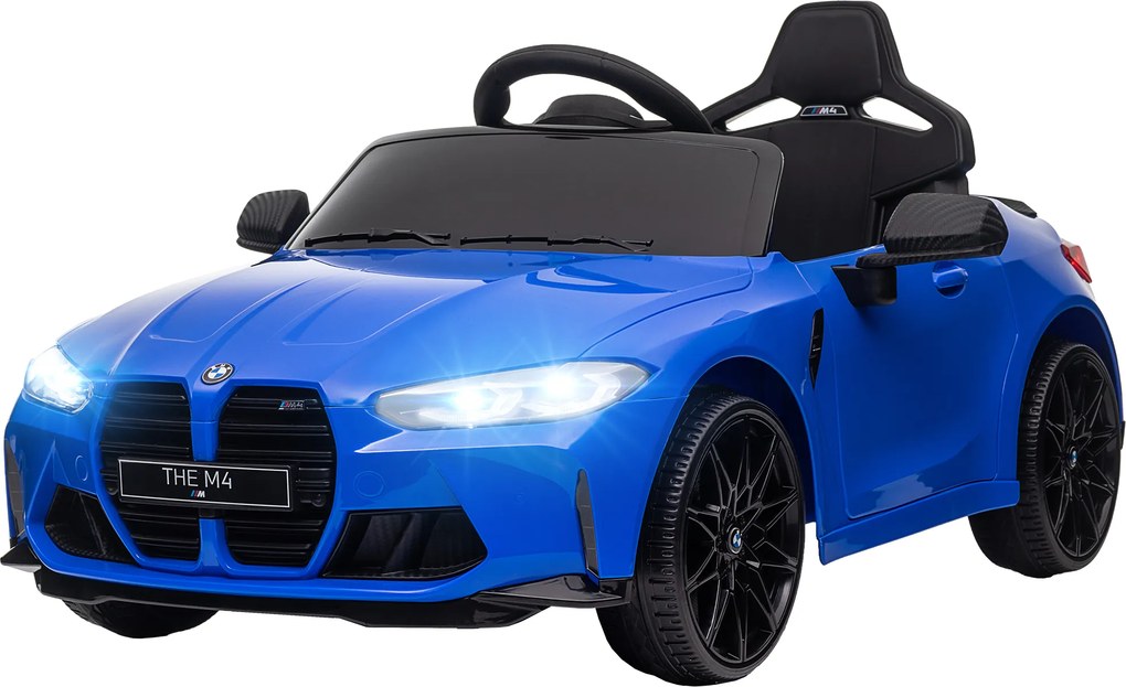 AIYAPLAY elektrické auto pro děti s licencí BMW M4, dálkové ovládání, klakson a světlomety, 108x69,5x51 cm, modrá