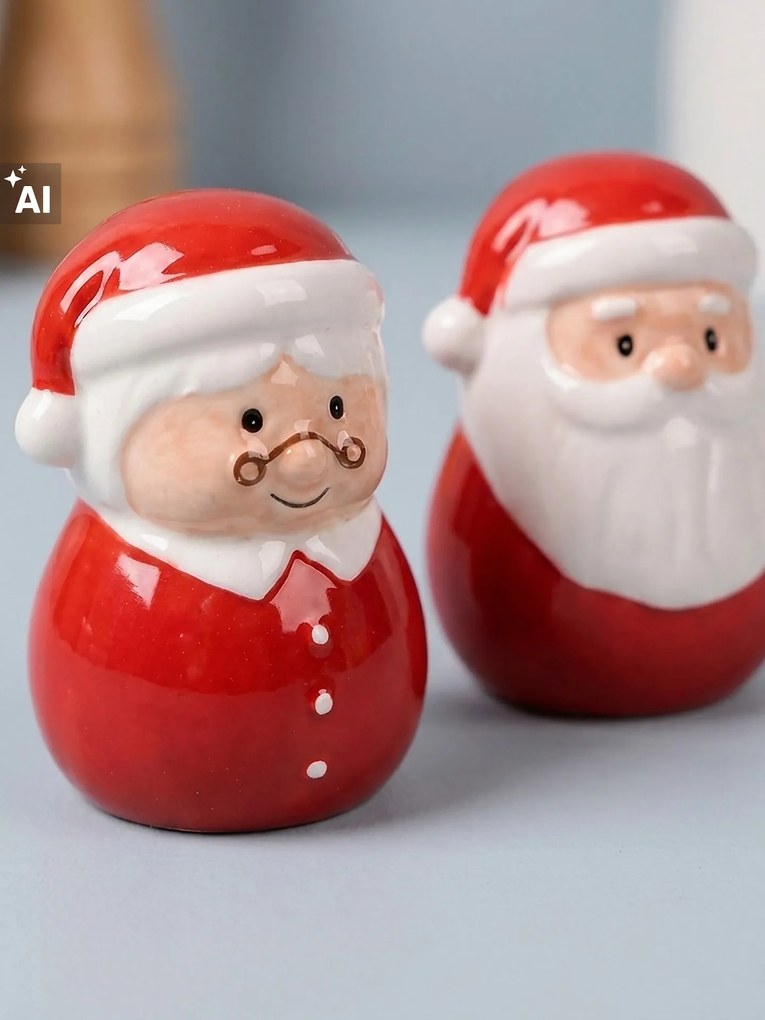 Sinsay - Stojící vánoční dekorace ve tvaru Santa Clause a paní Clausové 2 pack - vícebarevná