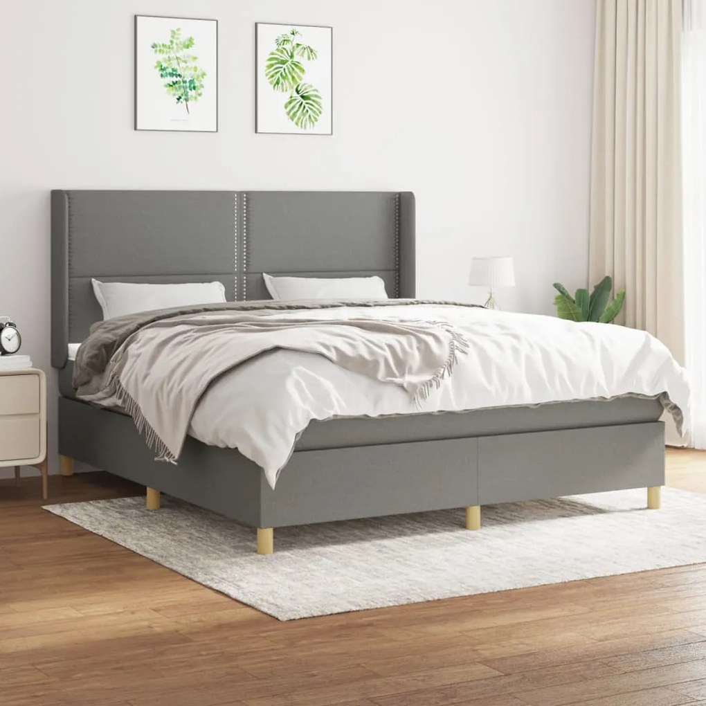 Box spring postel s matrací tmavě šedá 180x200 cm textil 3131930