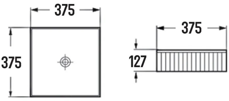 Mexen Grovo, rýhované umyvadlo na desku 37 × 37 cm, bílá, 22303700