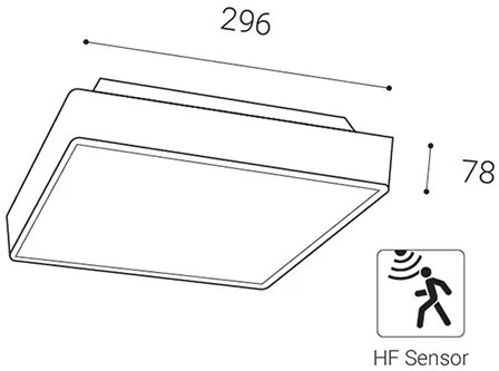 LED2 5200254 Solo A, antracitové venkovní čtvercové svítidlo se senzorem, 16W LED 3000K/4000K/6000K, 30x30cm, IP65