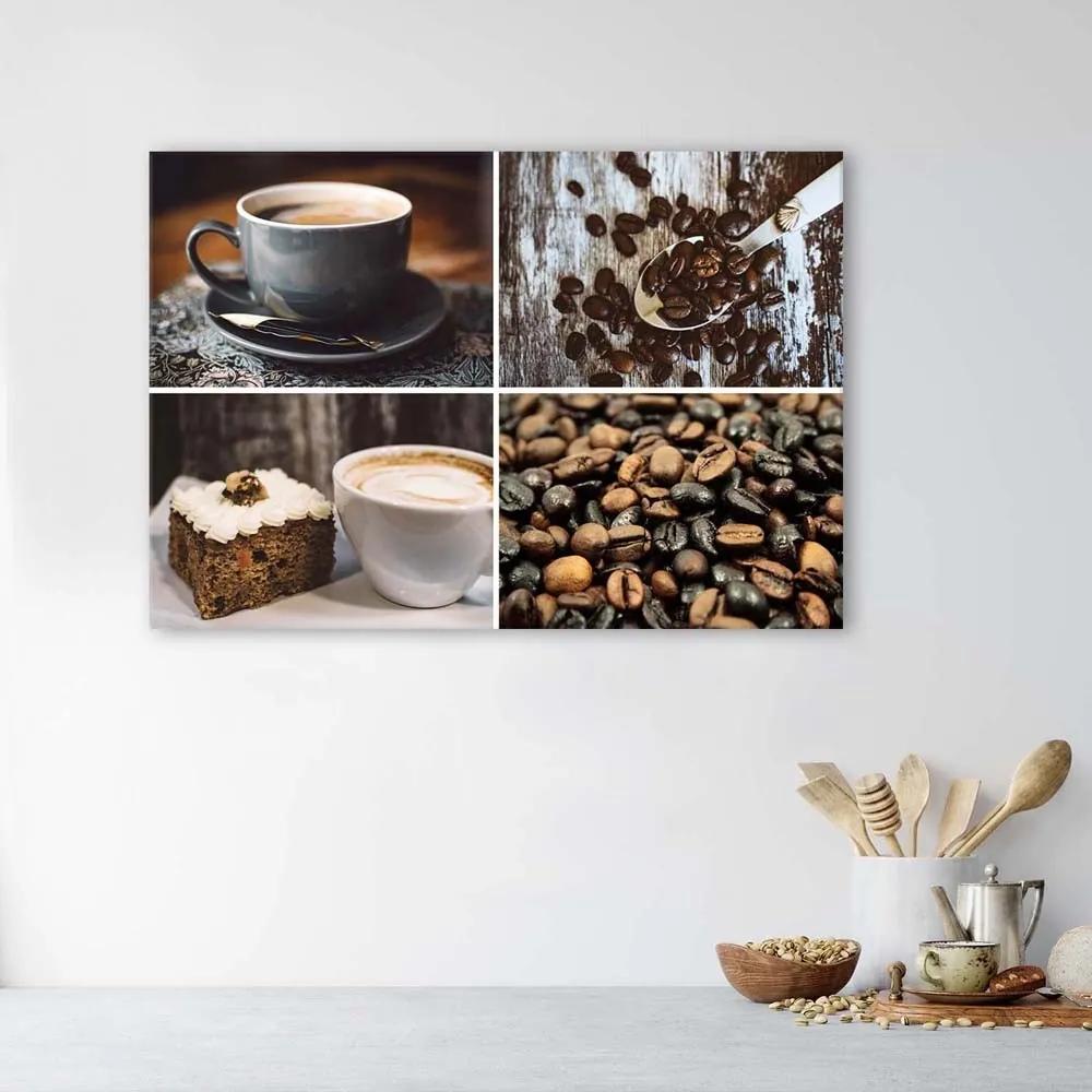 Obraz na plátně Sada hrnků Coffee Bean - 100x70 cm