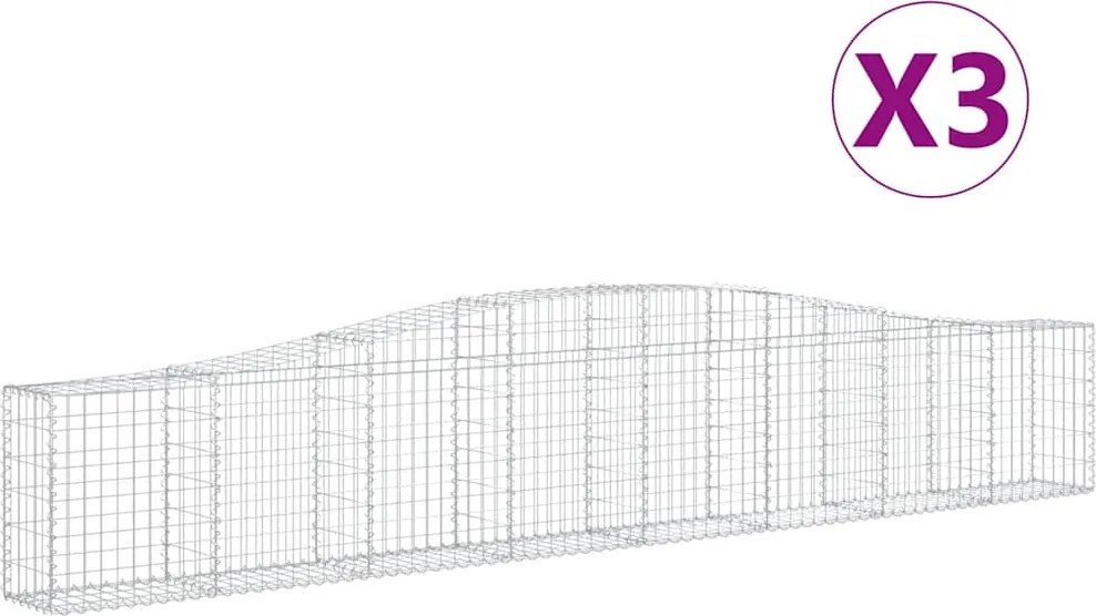 Klenuté gabionové koše 3 ks 400x30x60/80 cm pozinkované železo 3145801