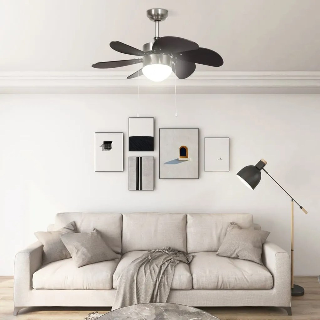 vidaXL Stropní ventilátor se světlem 76 cm světle hnědý [51489] Barva: tmavě hnědá