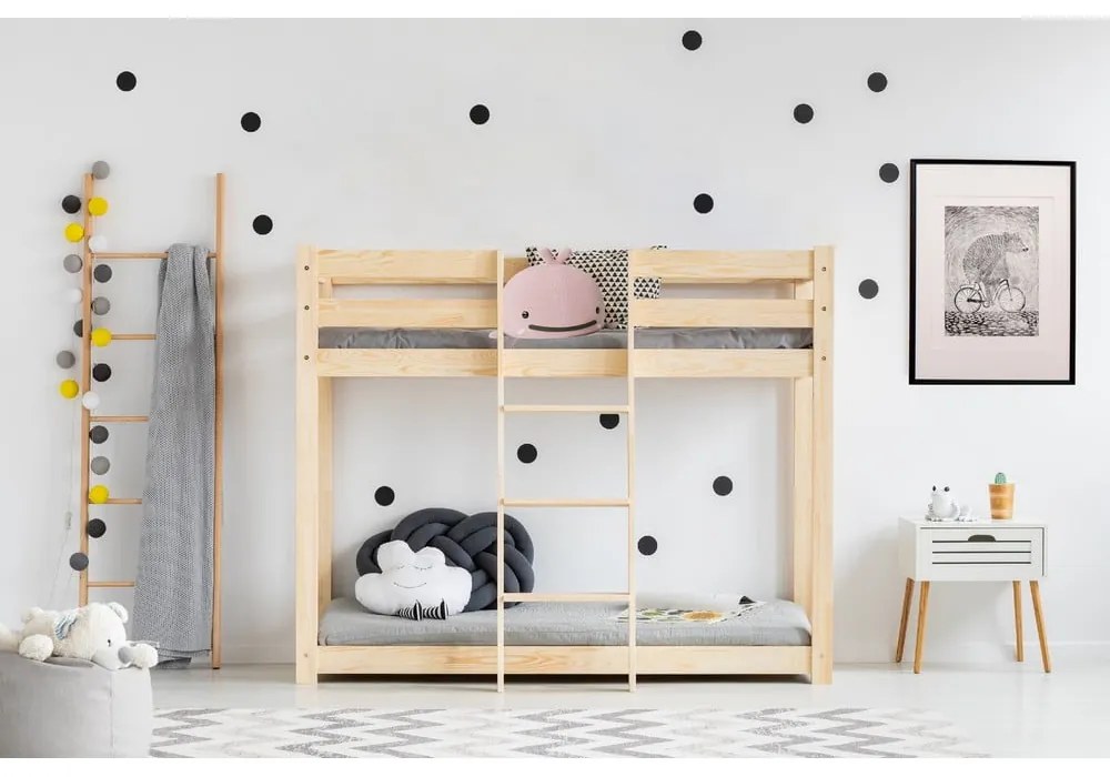 Patrová dětská postel z borovicového dřeva 80x200 cm CLP - Adeko