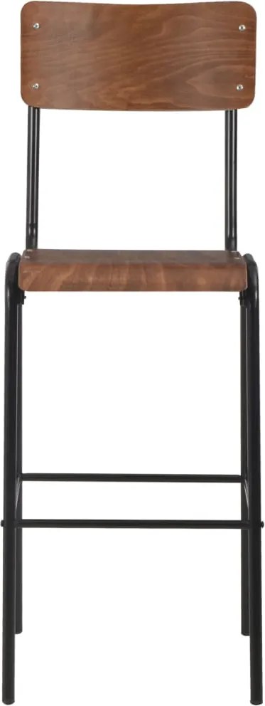 Barové židle - masivní překližka a ocel | 6 ks