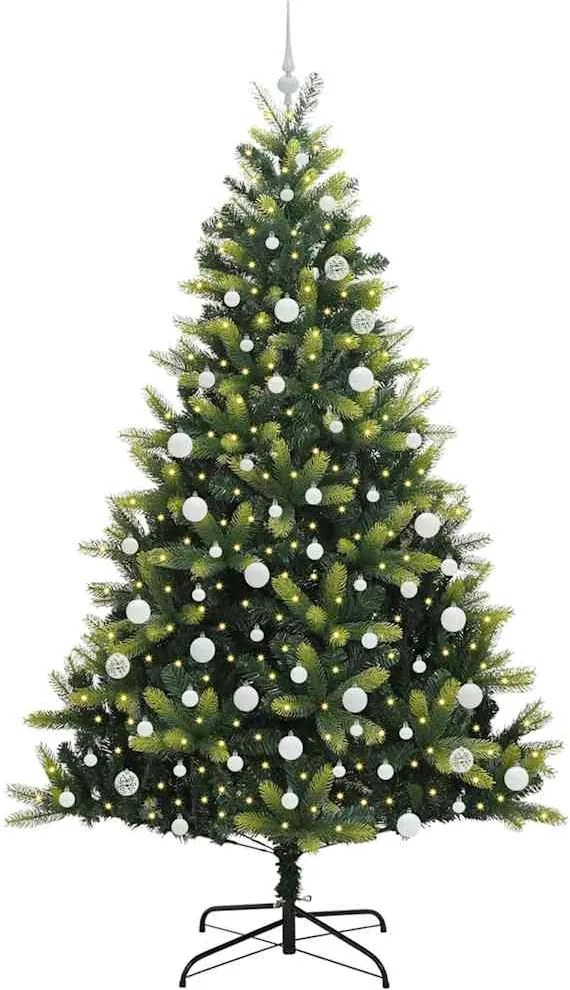 Umělý skládací vánoční stromeček 300 LED Zelená 210 cm PVC a PE 3396003