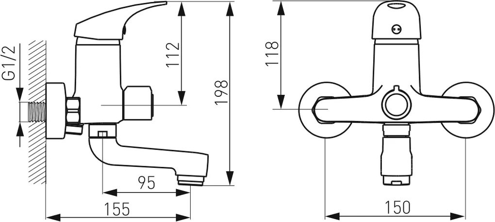 Ferro One - Nástěnná vanová baterie, chrom, BFO1A