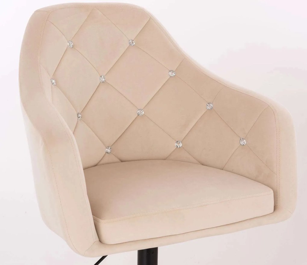 LuxuryForm DESIGN Otočné křeslo ROMA VELUR na černé podstavě s kolečky - krémové