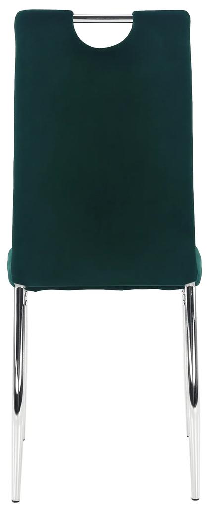 Kondela Jídelní židle, smaragdová Velvet látka / chrom, OLIVA NEW
