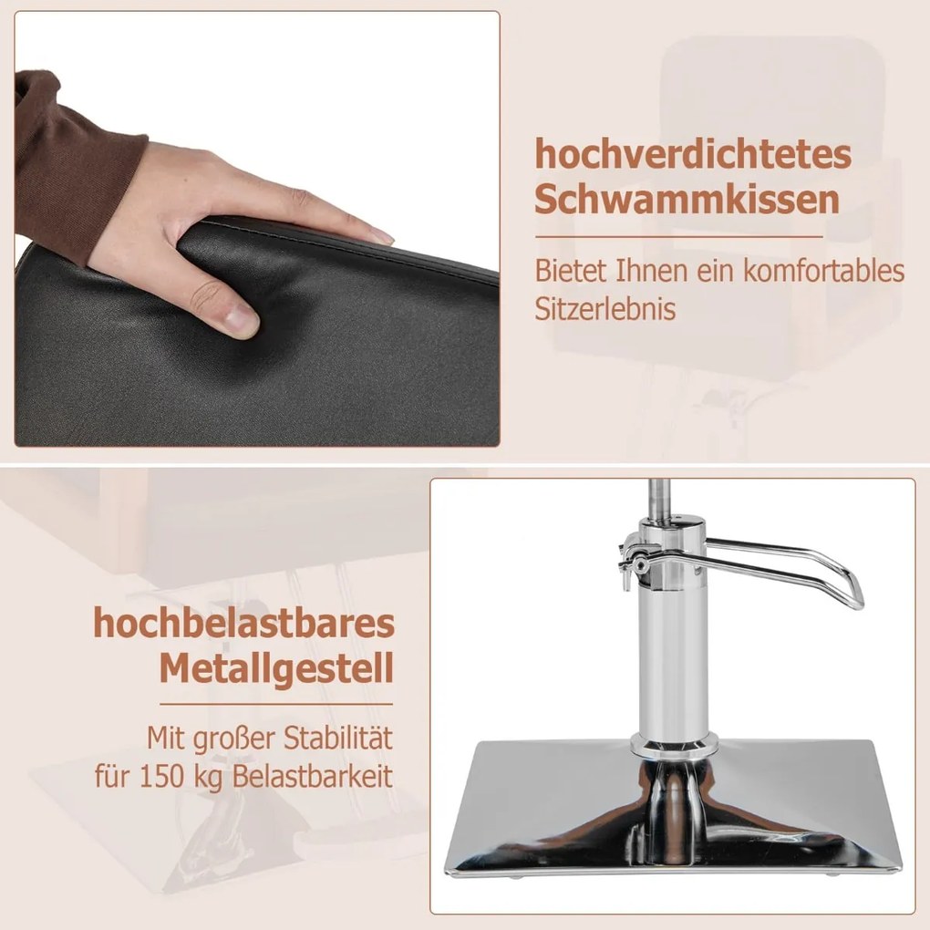Costway Hydraulic Barber Chair Salon Křeslo pro kadeřníka s otáčením o 360